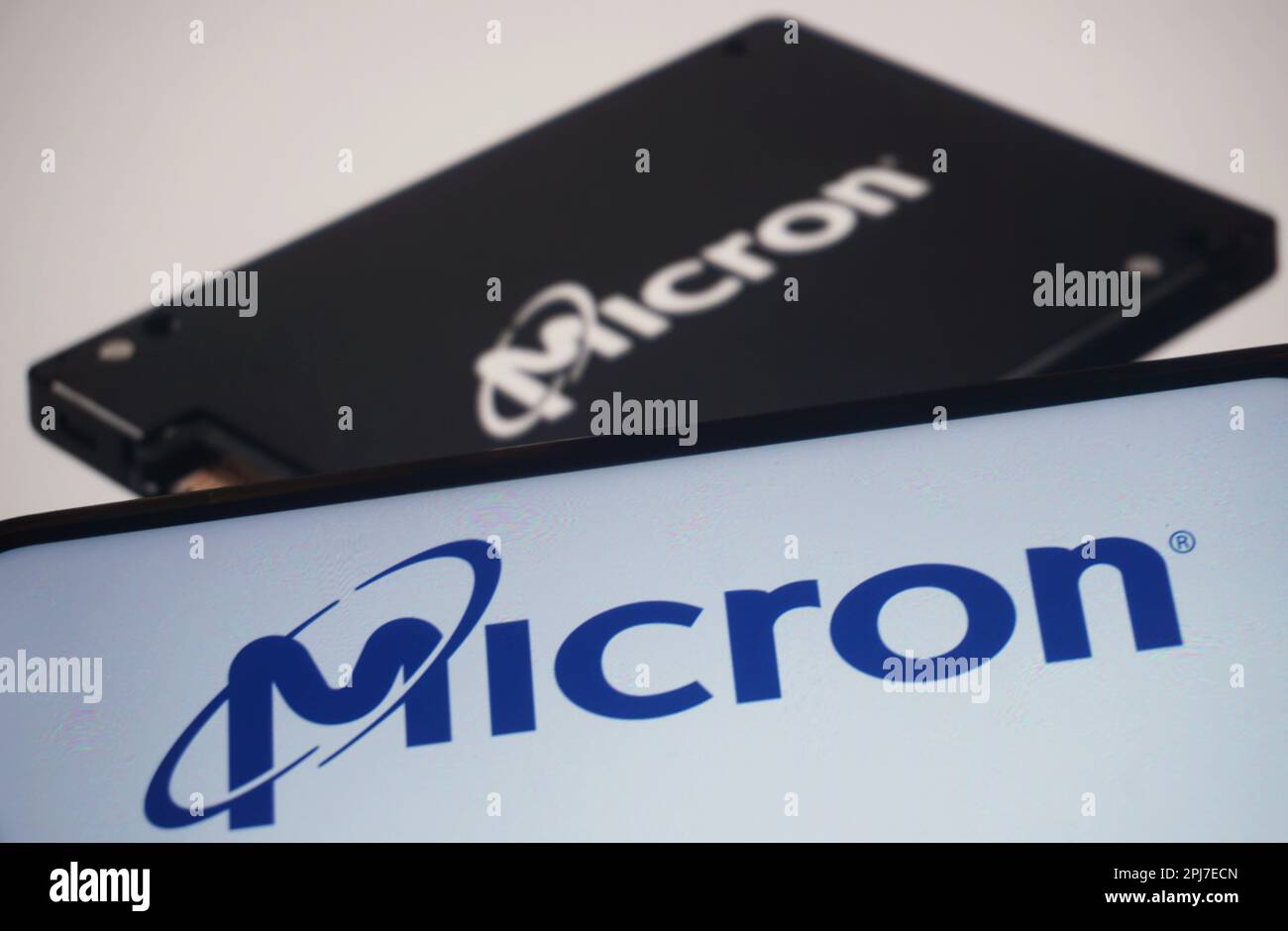 HANGZHOU, CHINA - MARCH 31, 2023 - The Micron logo is pictured in ...
