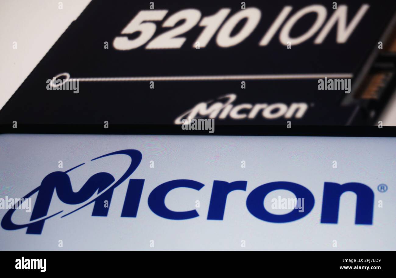 HANGZHOU, CHINA - MARCH 31, 2023 - The Micron logo is pictured in ...