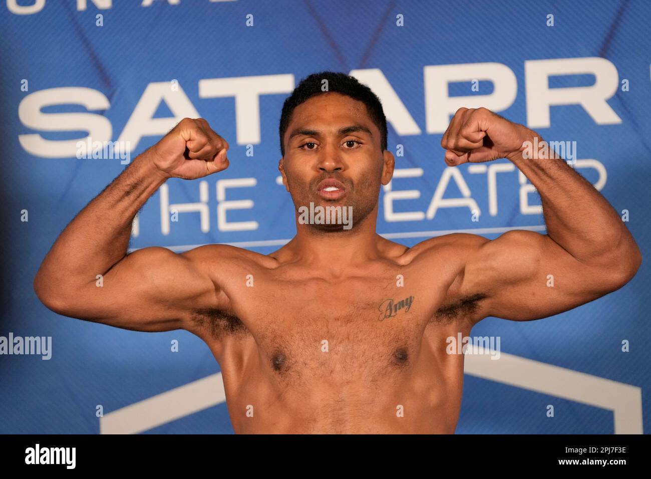 LAS VEGAS, NEVADA - MARCH 31: Sam Kei steps on the scale for the PFL ...