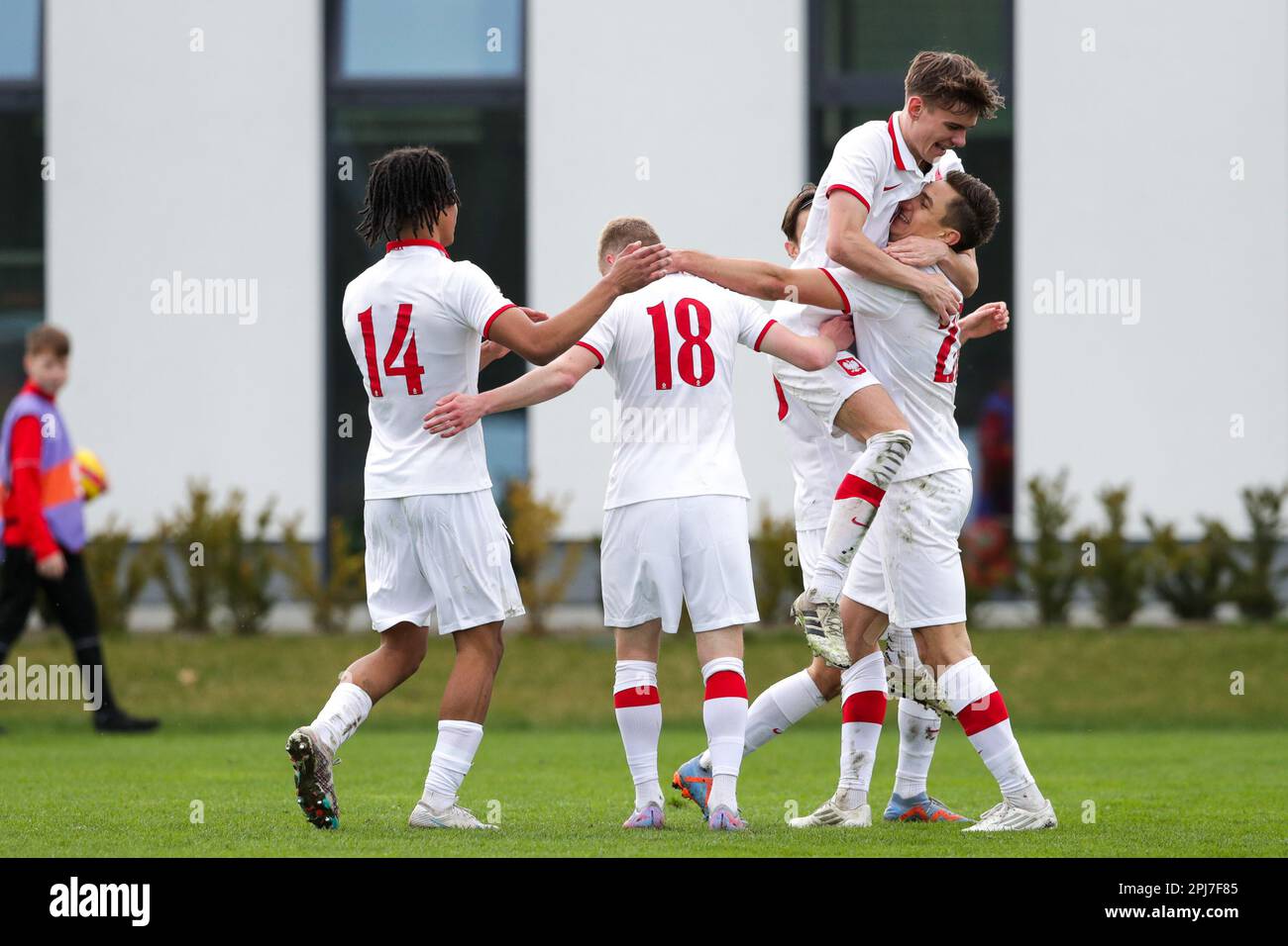 Polish players celebrate a goal during the European Under-19 ...