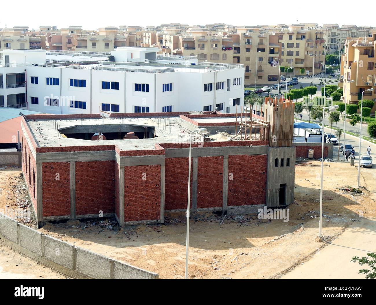 Cairo, Egypt, July 9 2020: construction site of new mosque building in ...