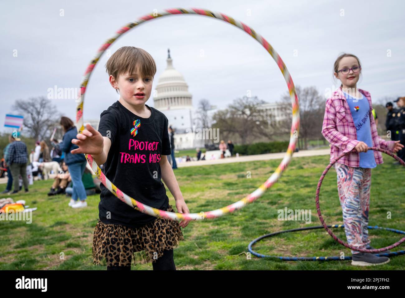 Mac Gordon Frith, 6, left, who is here supporting his sibling, Caleta ...
