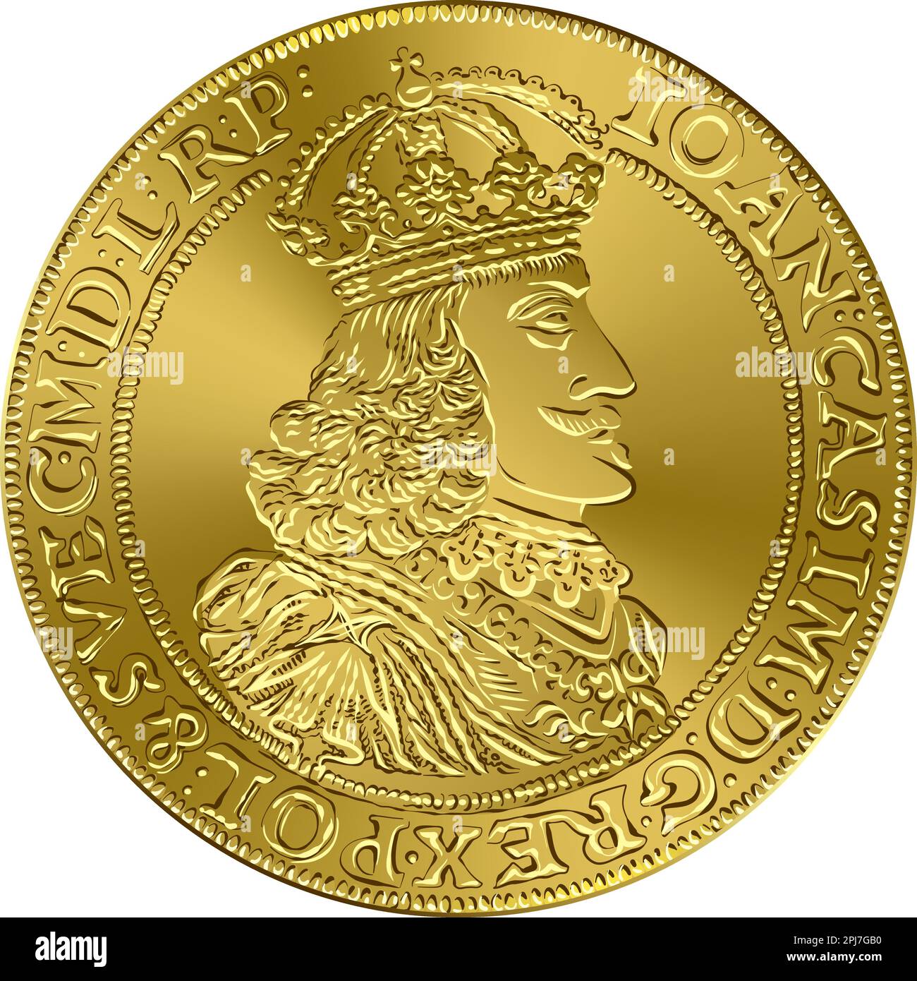 Obverse of Gold double ducat of John II Casimir Vasa, polish money ...