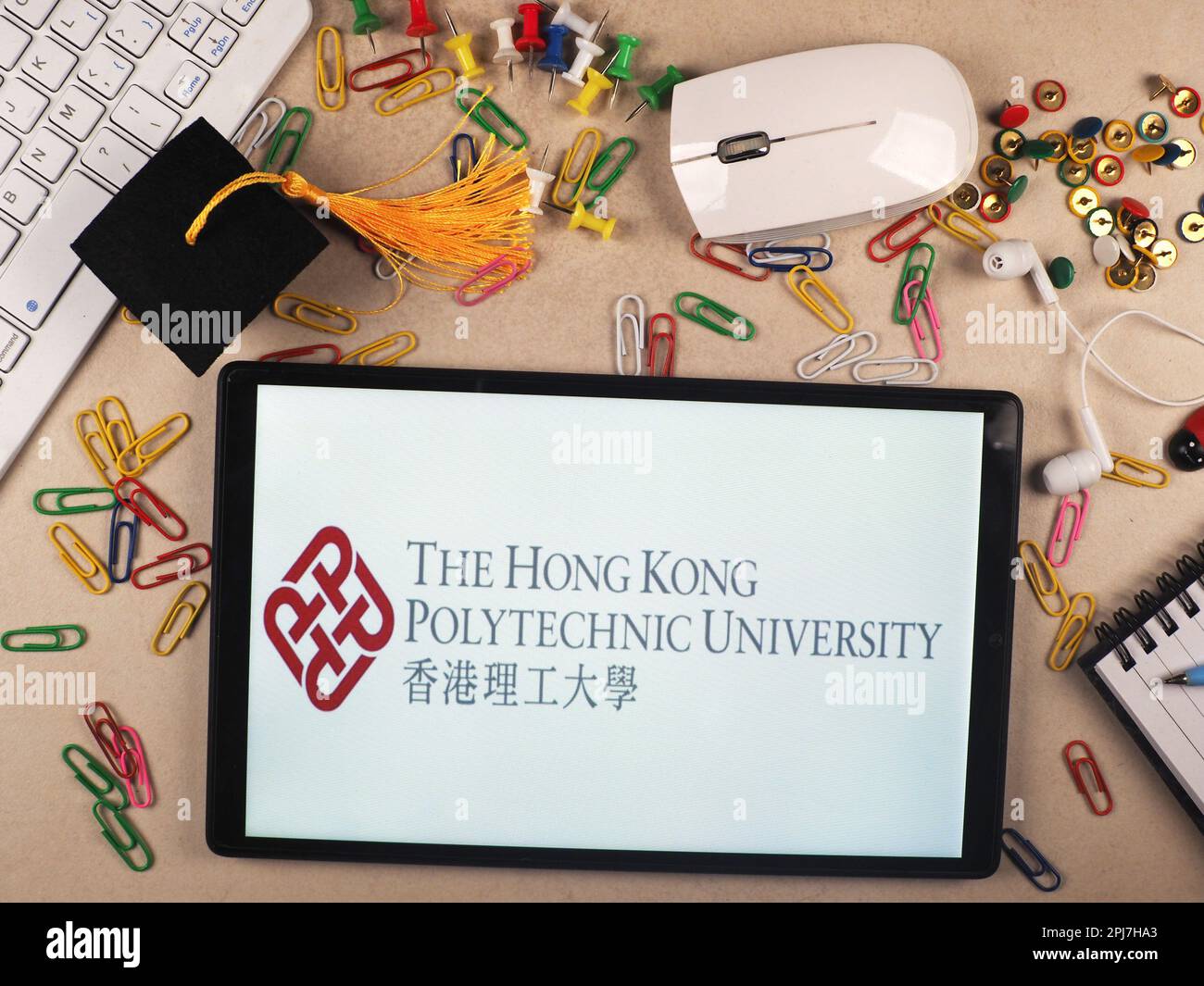 In this photo illustration, The Hong Kong Polytechnic University logo ...