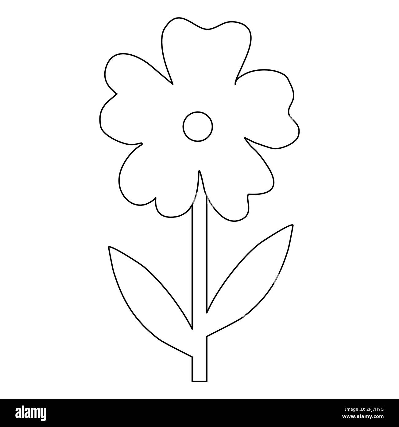 Simple flower icon, doodle style flat vector outline illustration for ...