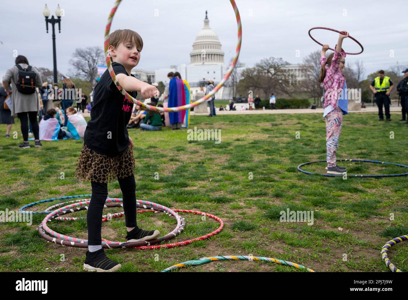 Mac Gordon Frith, 6, left, who is here supporting his sibling, Caleta ...