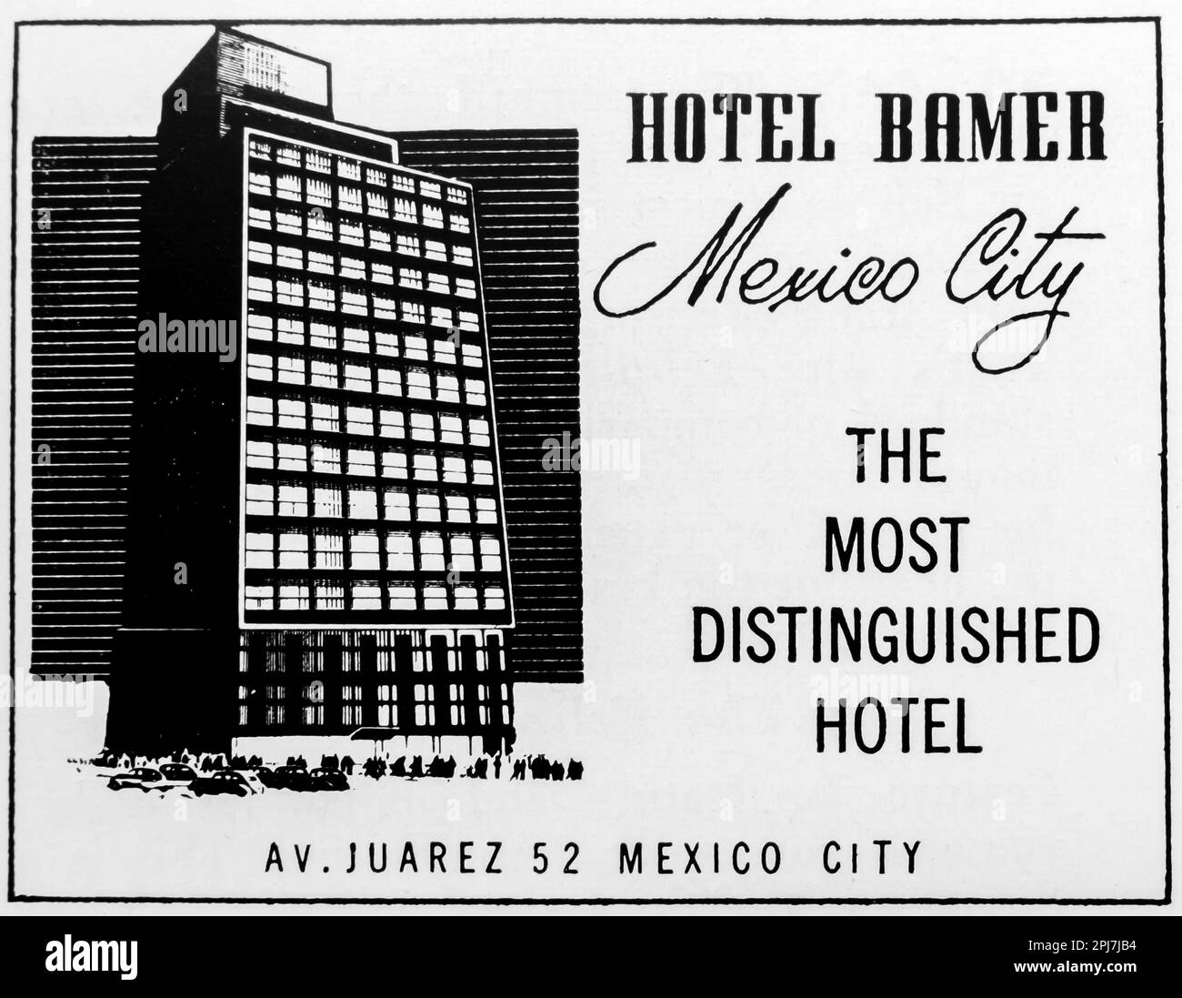 Hotel Bamer Mexico city advert in a Natgeo magazine, May 1957 Stock ...