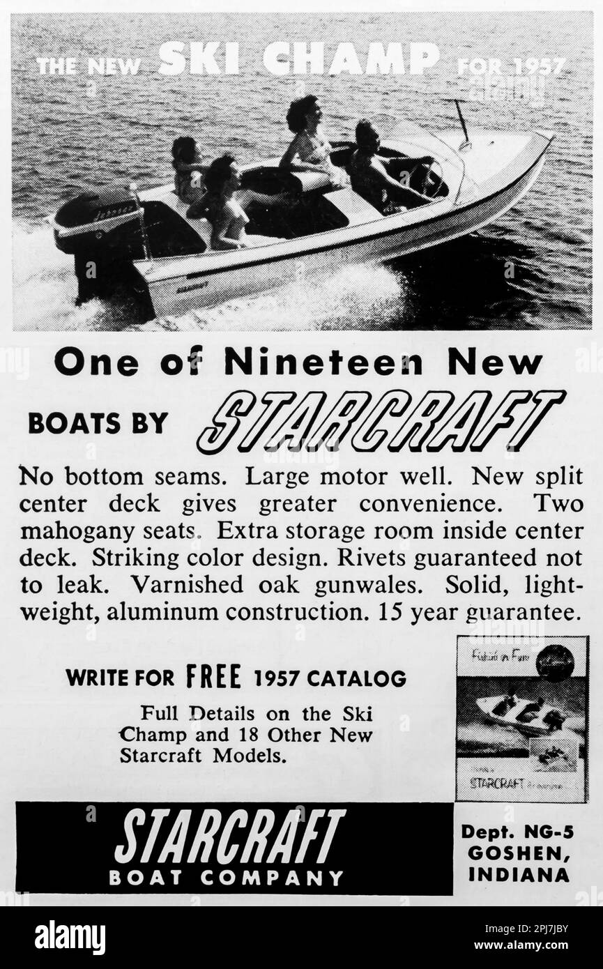 Starcraft boat advert in a Natgeo magazine, May 1957 Stock Photo - Alamy