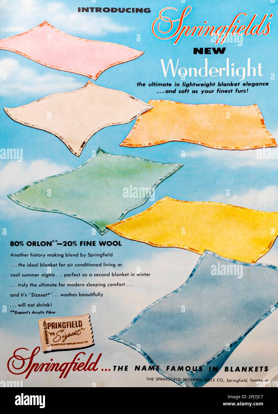 Springfield's wool blankets advert in a Natgeo magazine, May 1957 Stock ...