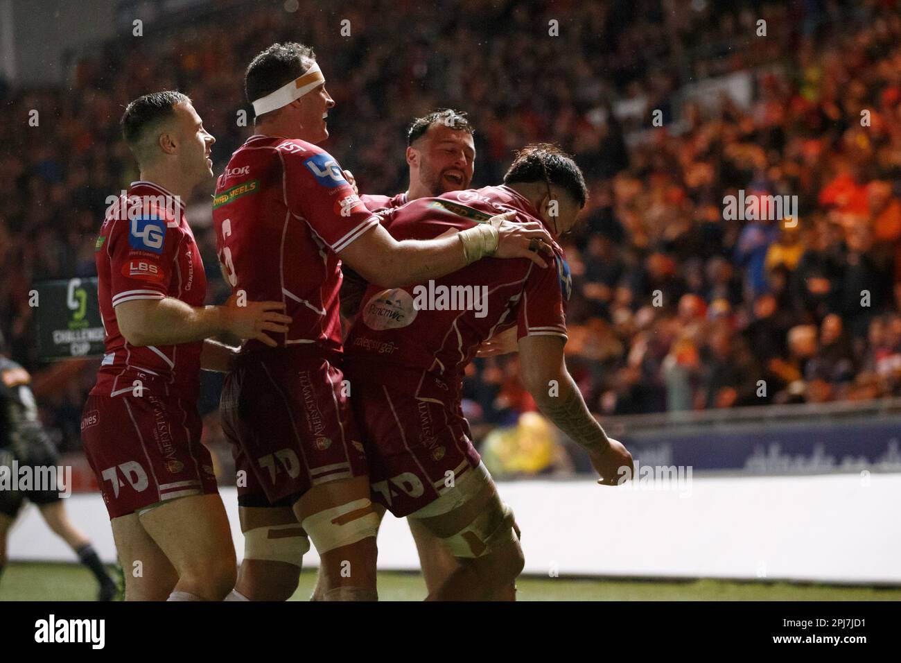 Llanelli, UK. 31 March, 2023. Gareth Davies, Aaron Shingler and Ryan ...