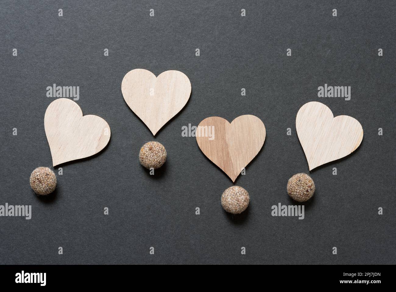 decorative cloth buttons and wood heart shapes Stock Photo - Alamy