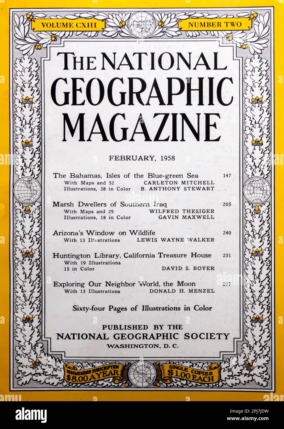 National Geographic magazine cover February 1958 Stock Photo - Alamy