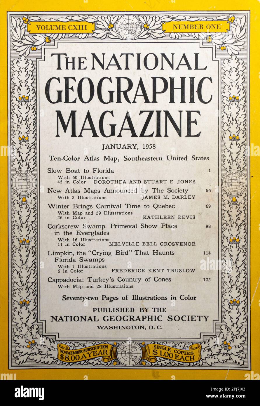 National Geographic magazine cover January 1958 Stock Photo - Alamy
