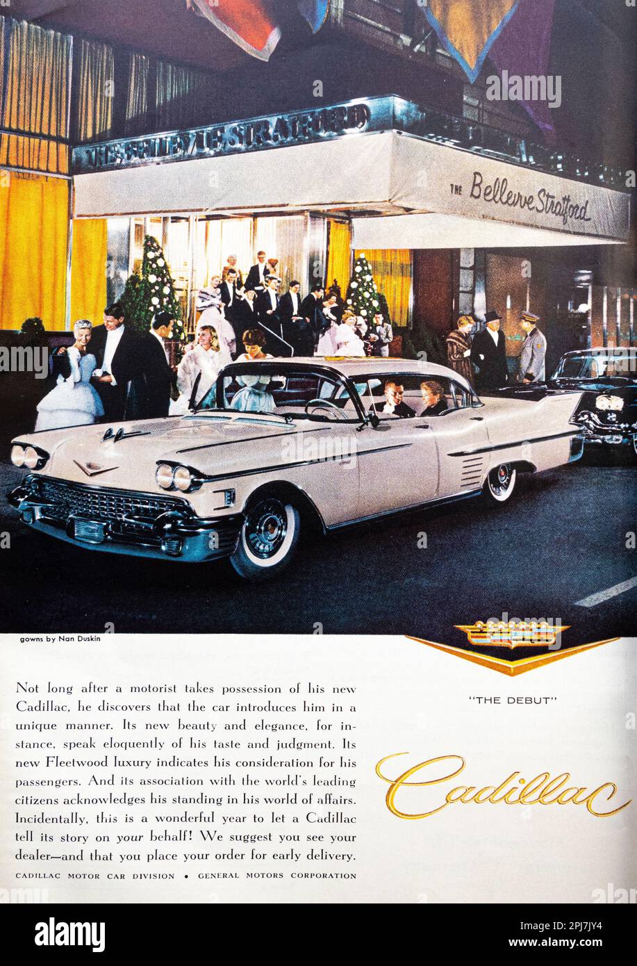Cadillac the Debut advert in a Natgeo magazine, January 1958 Stock ...