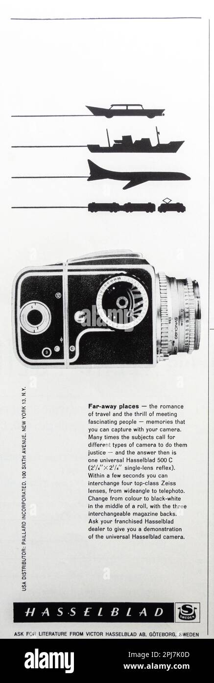 Hasselblad advert in a Natgeo magazine, December 1959 Stock Photo - Alamy