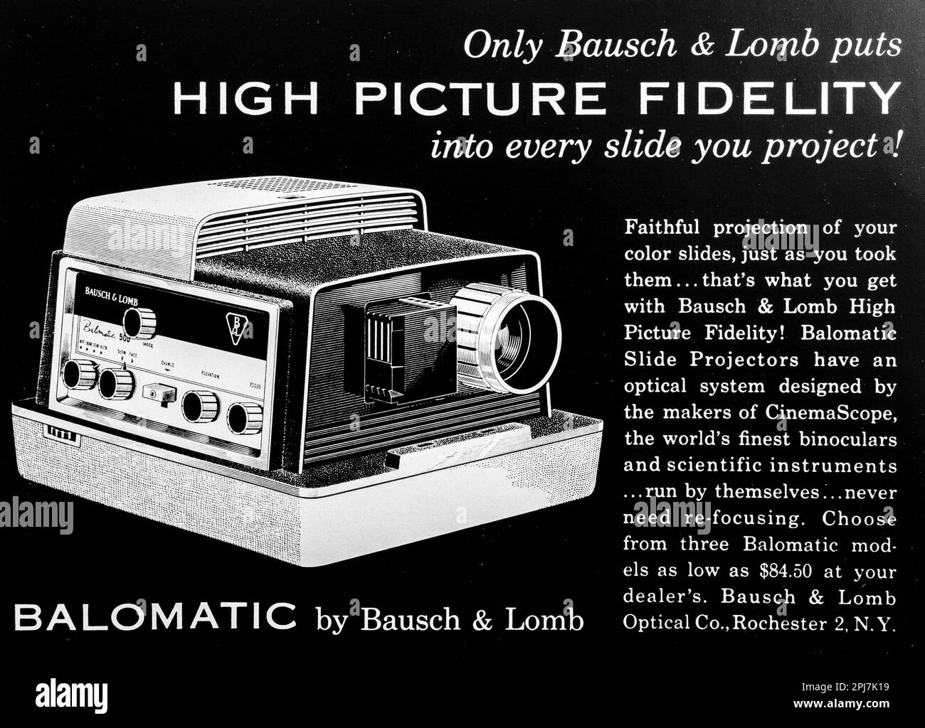 Balomatic Bausch & Lomb slide projector advert in a Natgeo magazine ...