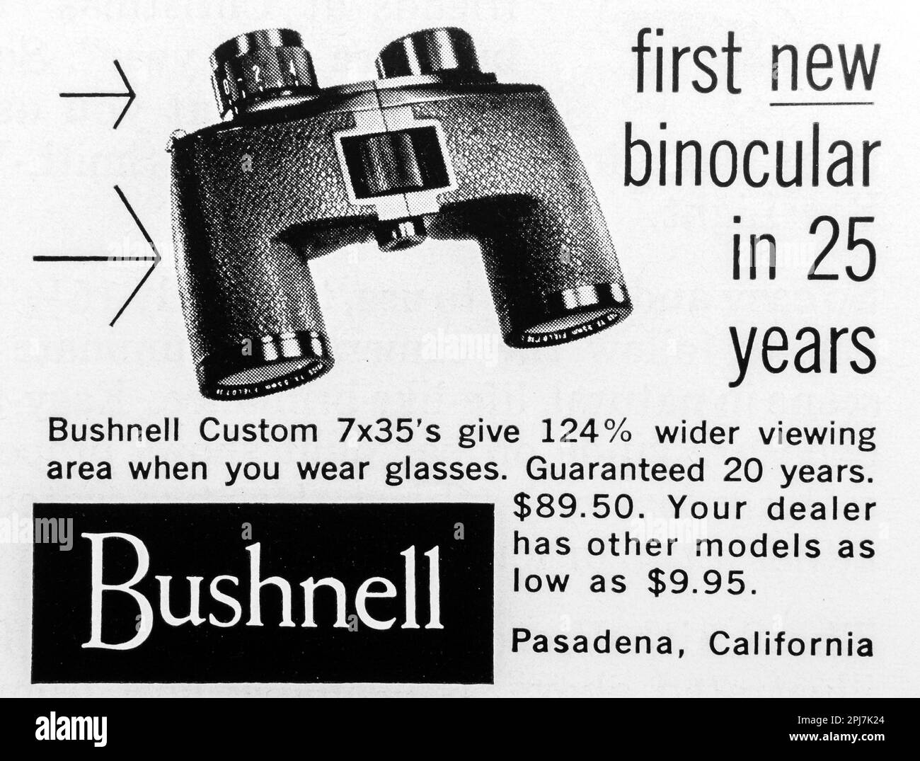 Bushnell binocular advert in a Natgeo magazine, December 1959 Stock ...