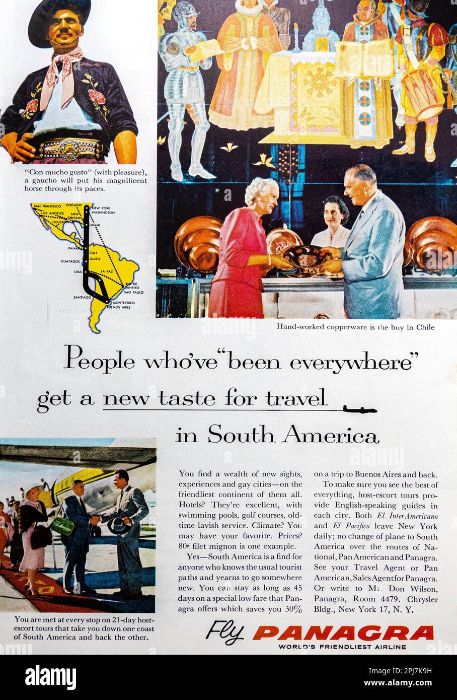 Panagra, Pan American - airways, travel to South America advert in a ...