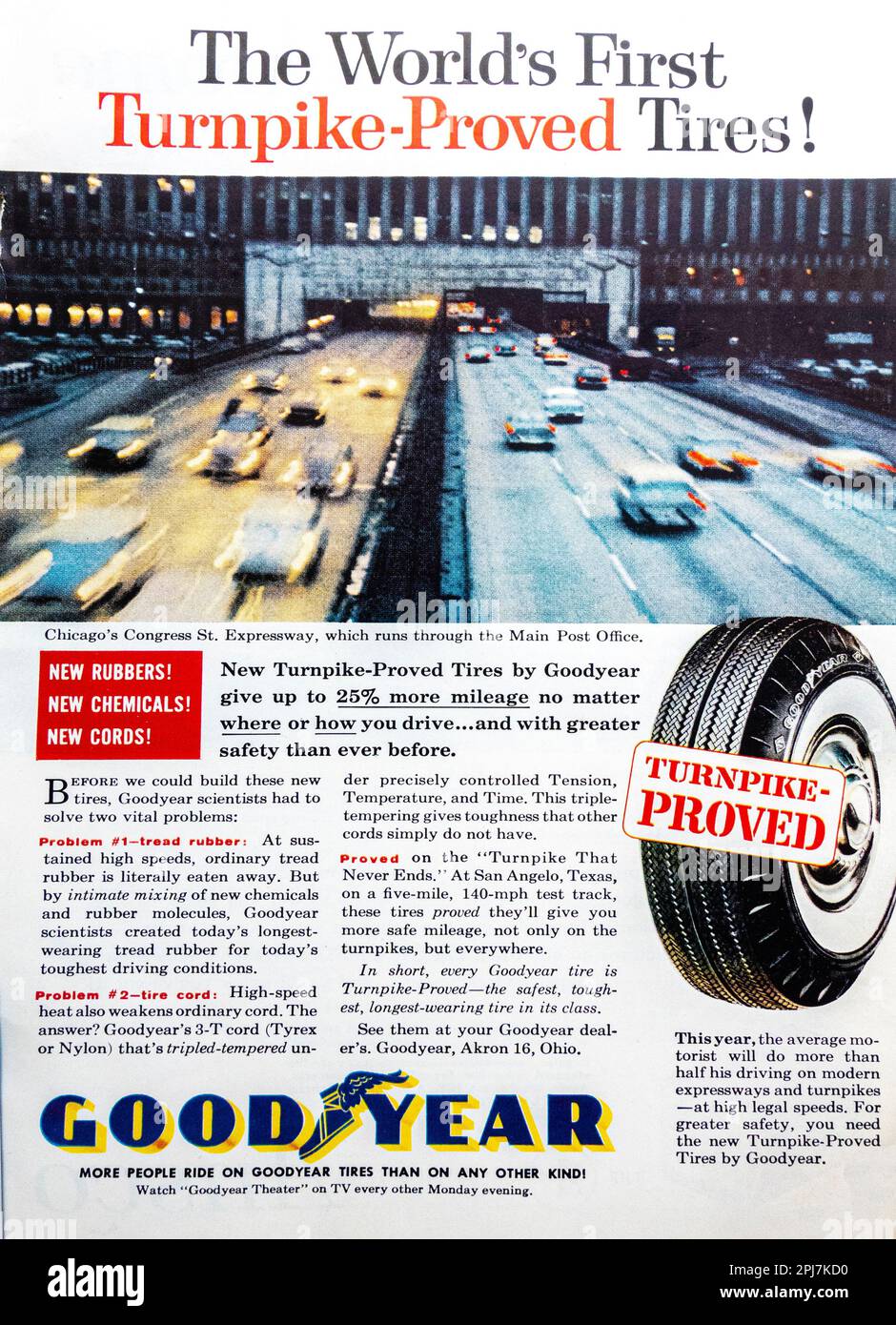 Goodyear Turnpike-proved tire advert in a Natgeo magazine, August 1959 ...