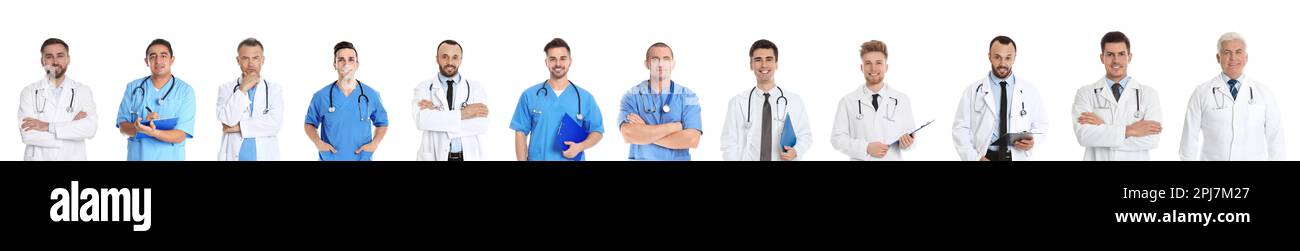Collage with photos of doctors on white background. Banner design Stock ...