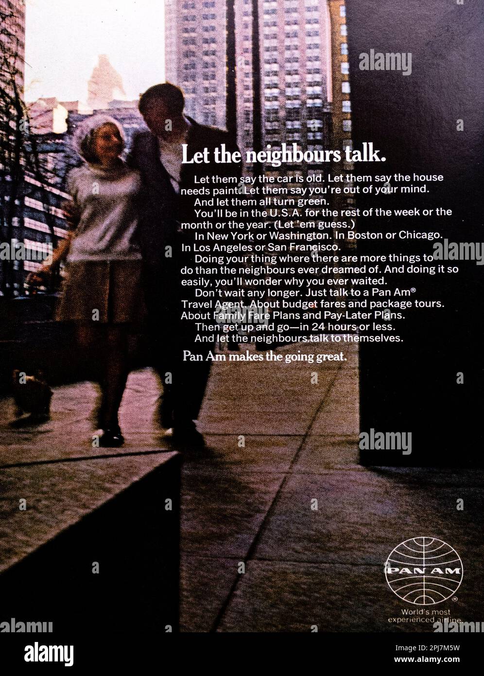 Pan Am advert in a Natgeo magazine, August 1969 Stock Photo - Alamy