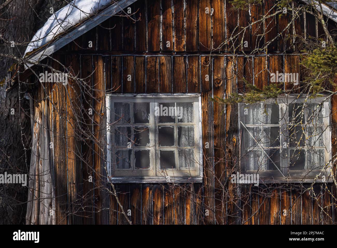Northwoods cabin on Blaisdell Lake in northern Wisconsin Stock Photo ...