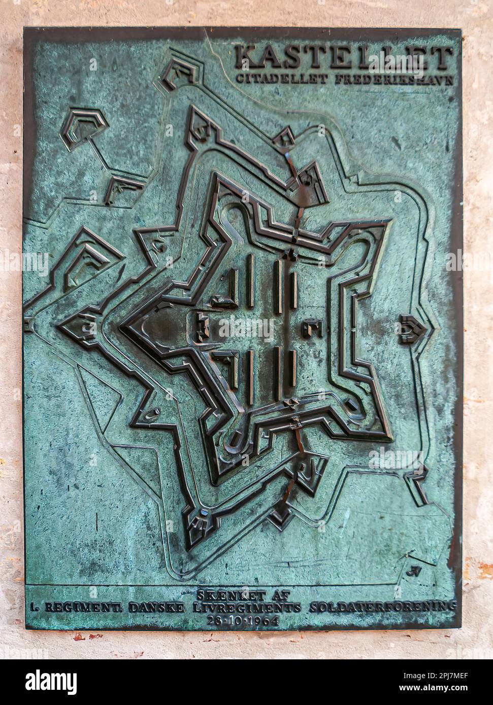 Copenhagen, Denmark - September 13, 2010: closeup of green bronze mural ...