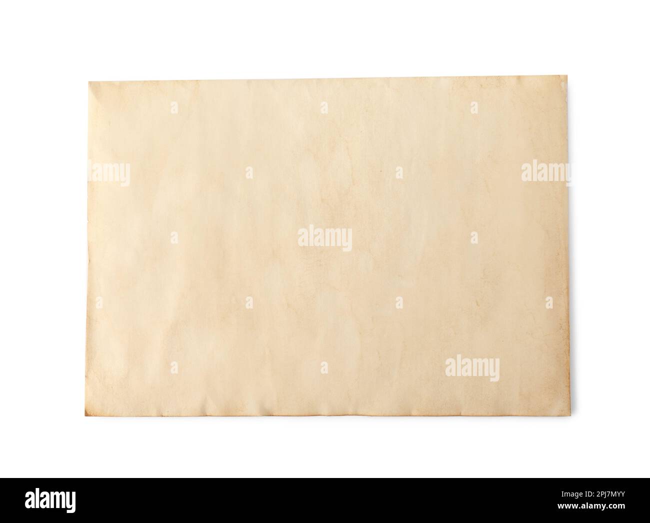 One blank old letter isolated on white, top view Stock Photo - Alamy