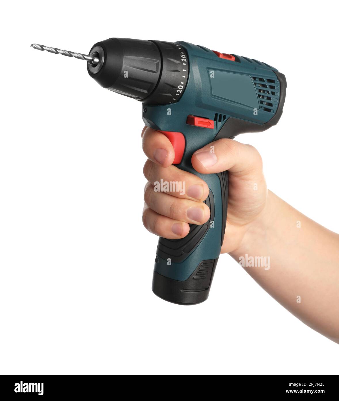 Hand holding drill Cut Out Stock Images & Pictures - Alamy