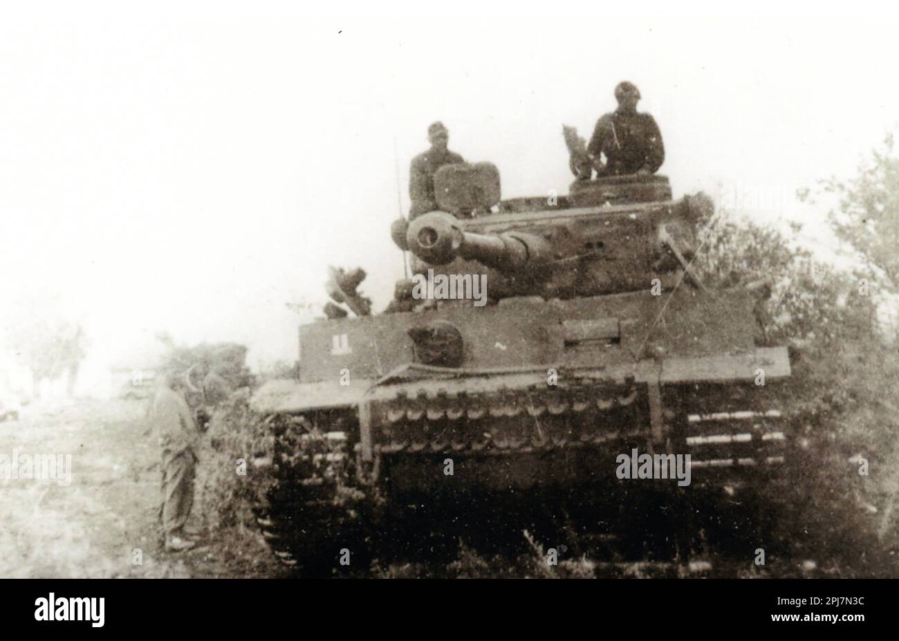 World War Two B&W photo A German Tiger Tank advances during the Kursk ...