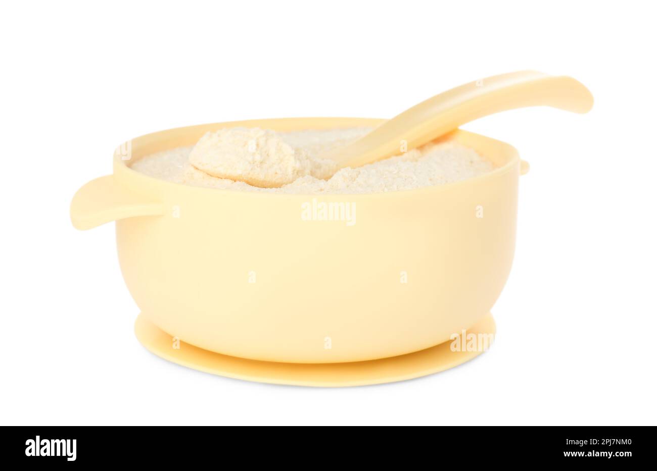 Dry healthy baby food in bowl on white background Stock Photo - Alamy