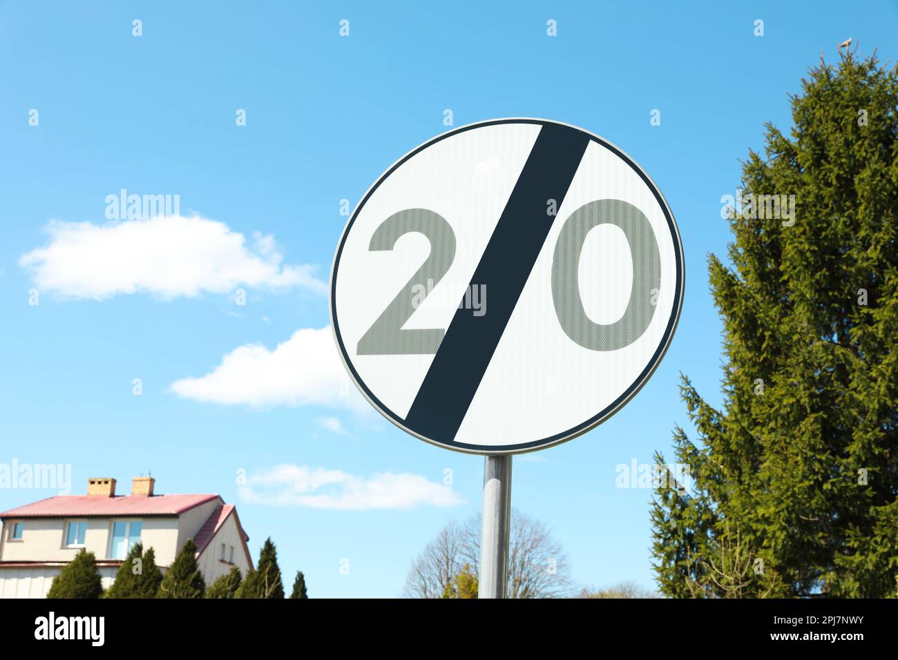 Traffic sign End Of Limited Speed Zone on city street Stock Photo - Alamy