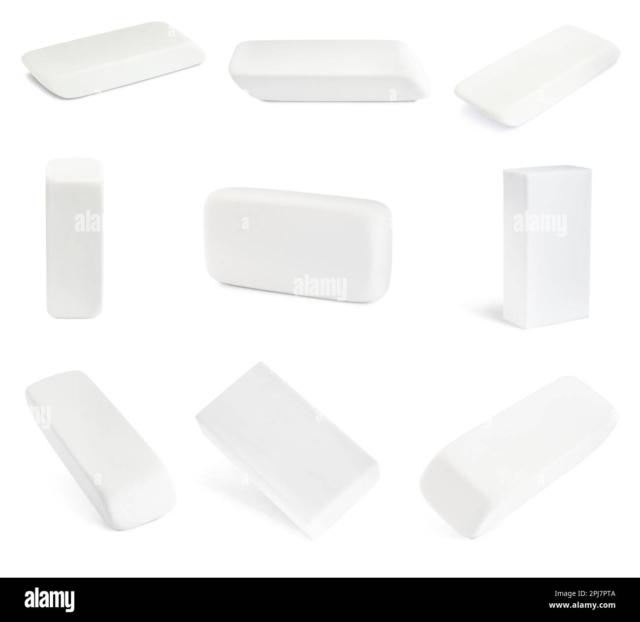 Collage of rubber erasers on white background Stock Photo - Alamy