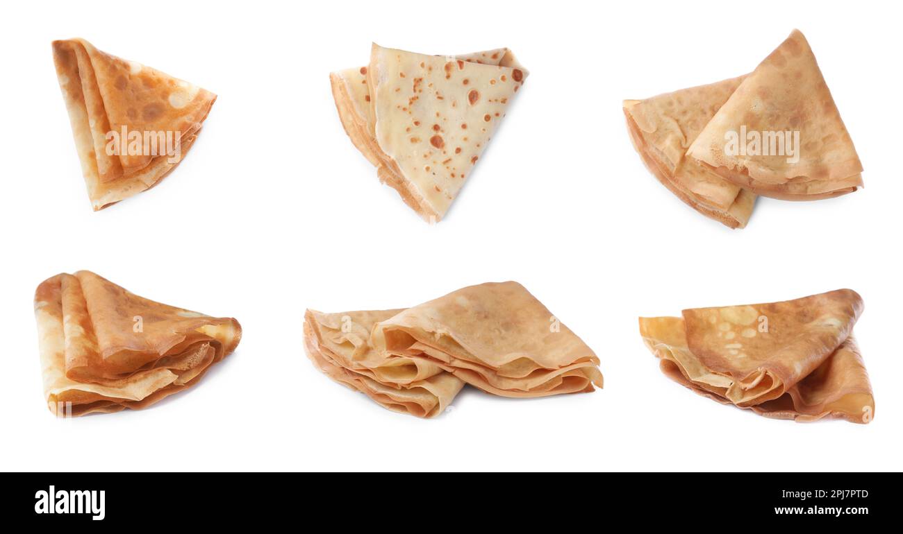 Set of delicious crepes on white background. Banner design Stock Photo ...