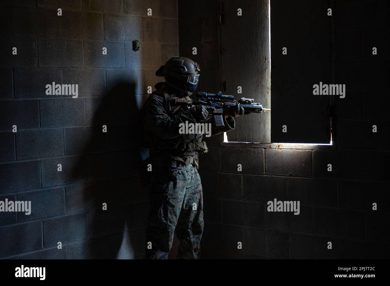 A U.S Marine with the 26th Marine Expeditionary Unit’s (MEU) Battalion ...