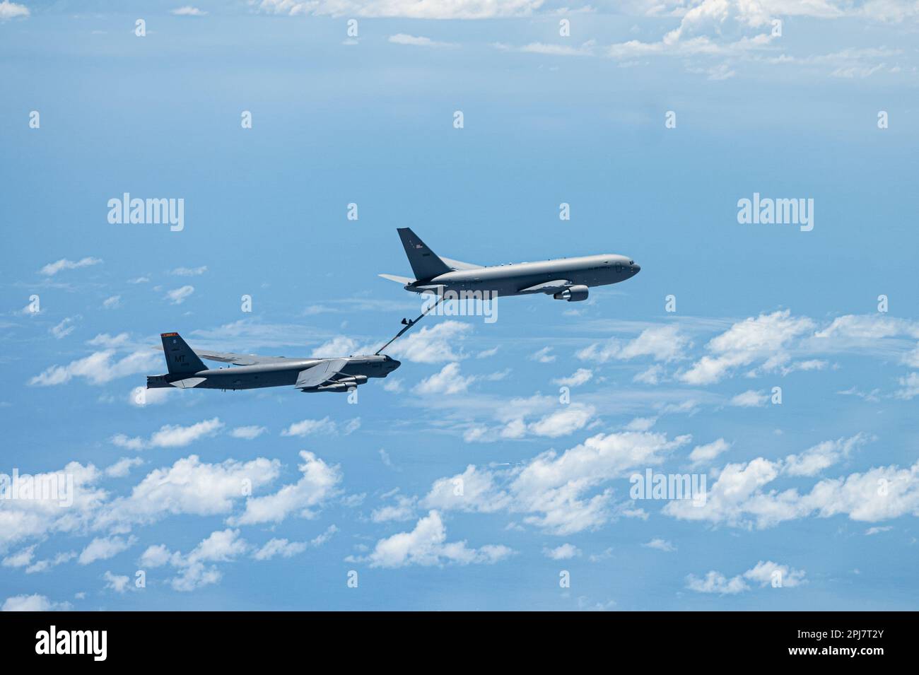 A KC-46A Pegasus assigned to the 305th Air Mobility Wing refuels a B ...