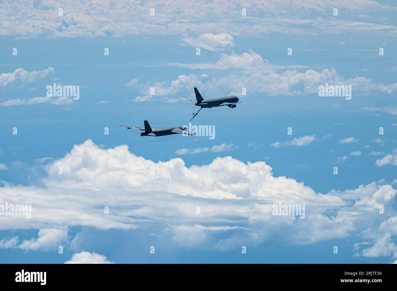 A KC-46A Pegasus assigned to the 305th Air Mobility Wing refuels a B ...