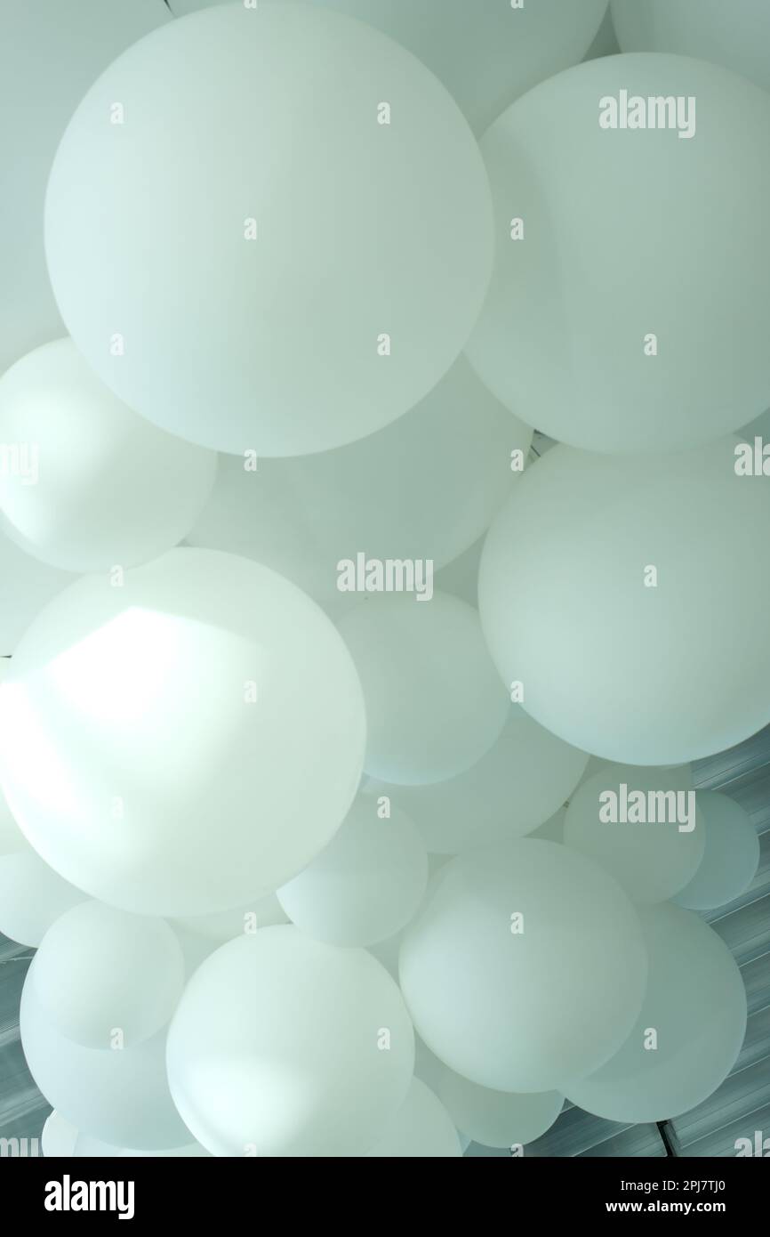white balloons, white inflatable balls, plastic ball, background of ...