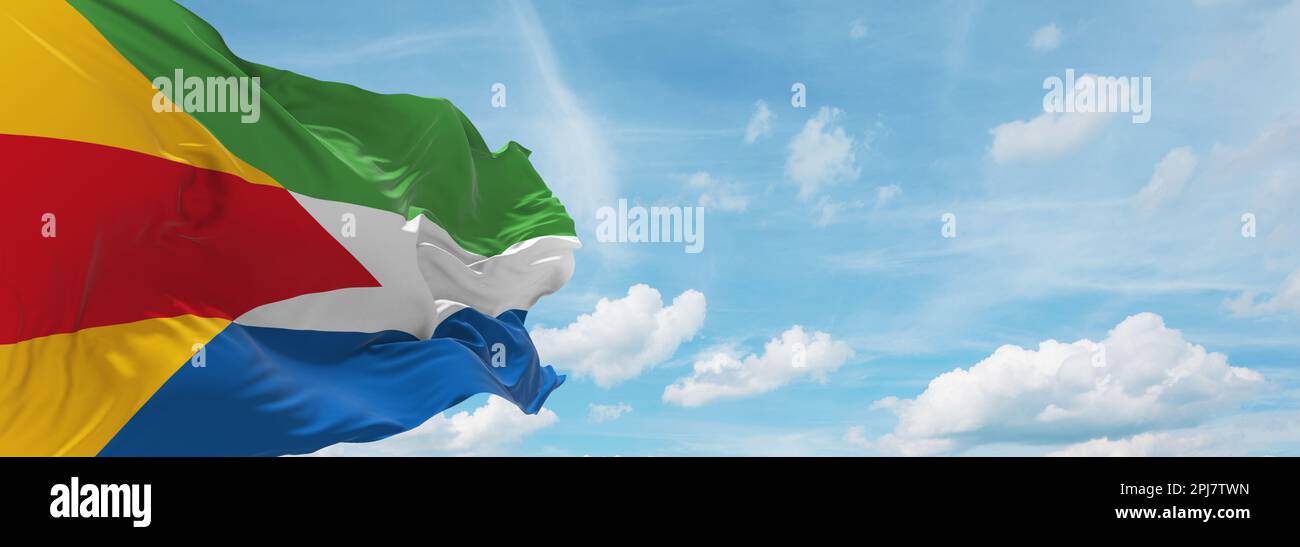 flag of Dutch peoples Bildts at cloudy sky background, panoramic view ...