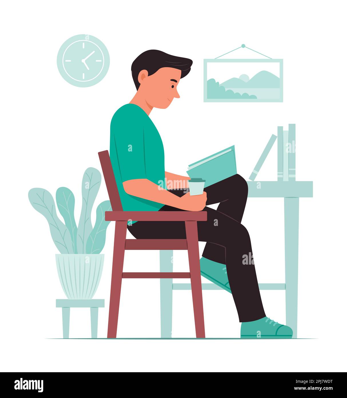 Man Reading a Book Concept Illustration Stock Vector Image & Art - Alamy