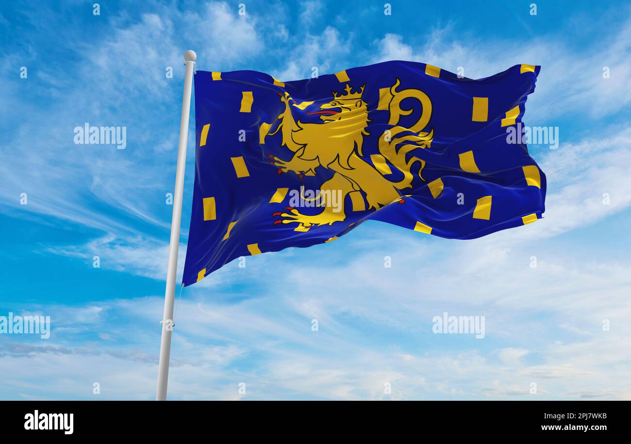 flag of Gallo-Romance peoples Franc-Comtois people at cloudy sky ...