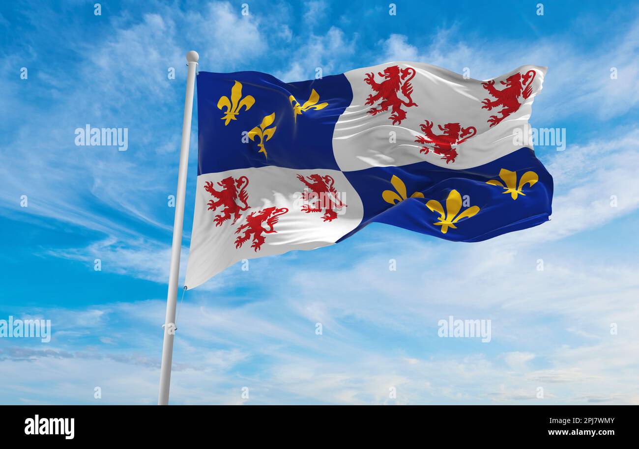 flag of Gallo-Romance peoples Picards at cloudy sky background ...