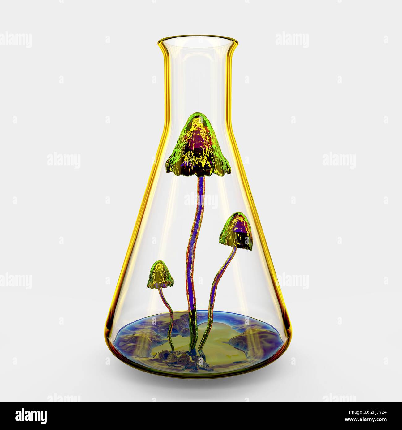 Mushrooms growing in laboratory, conceptual illustration Stock Photo ...