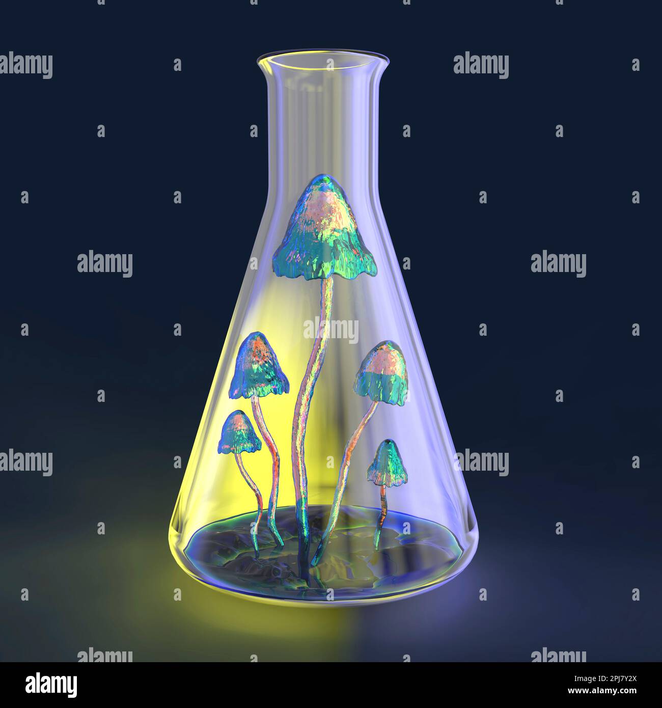 Mushrooms growing in laboratory, conceptual illustration Stock Photo ...