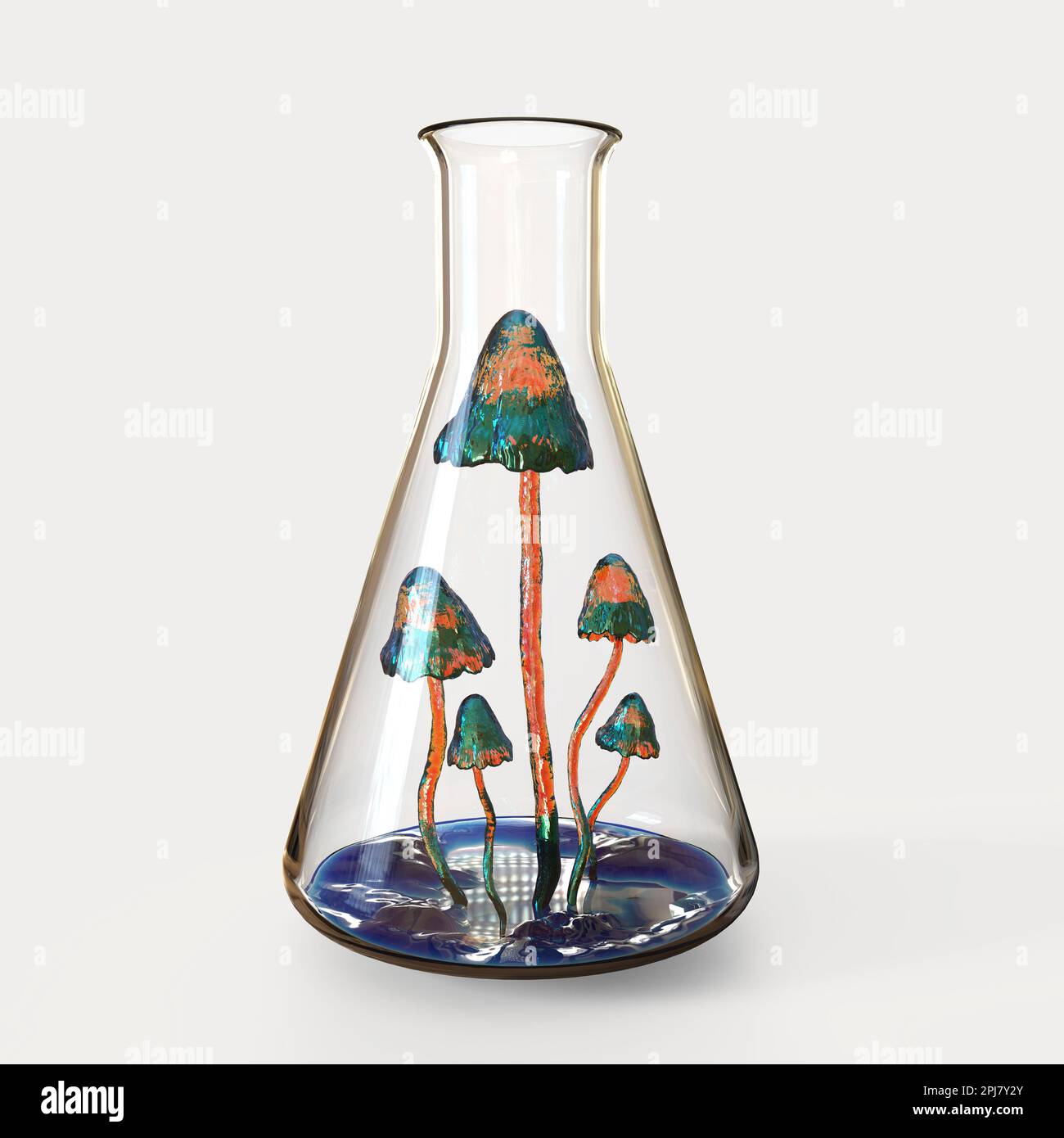 Mushrooms growing in laboratory, conceptual illustration Stock Photo ...