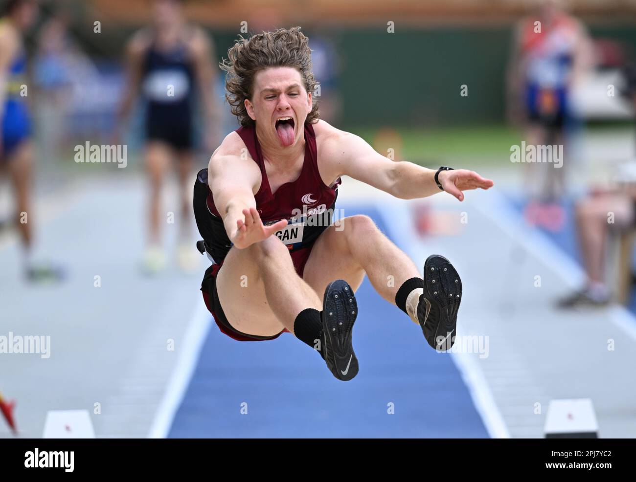 Connor Duggan in action in the Long Jump during the under 20’s mens ...