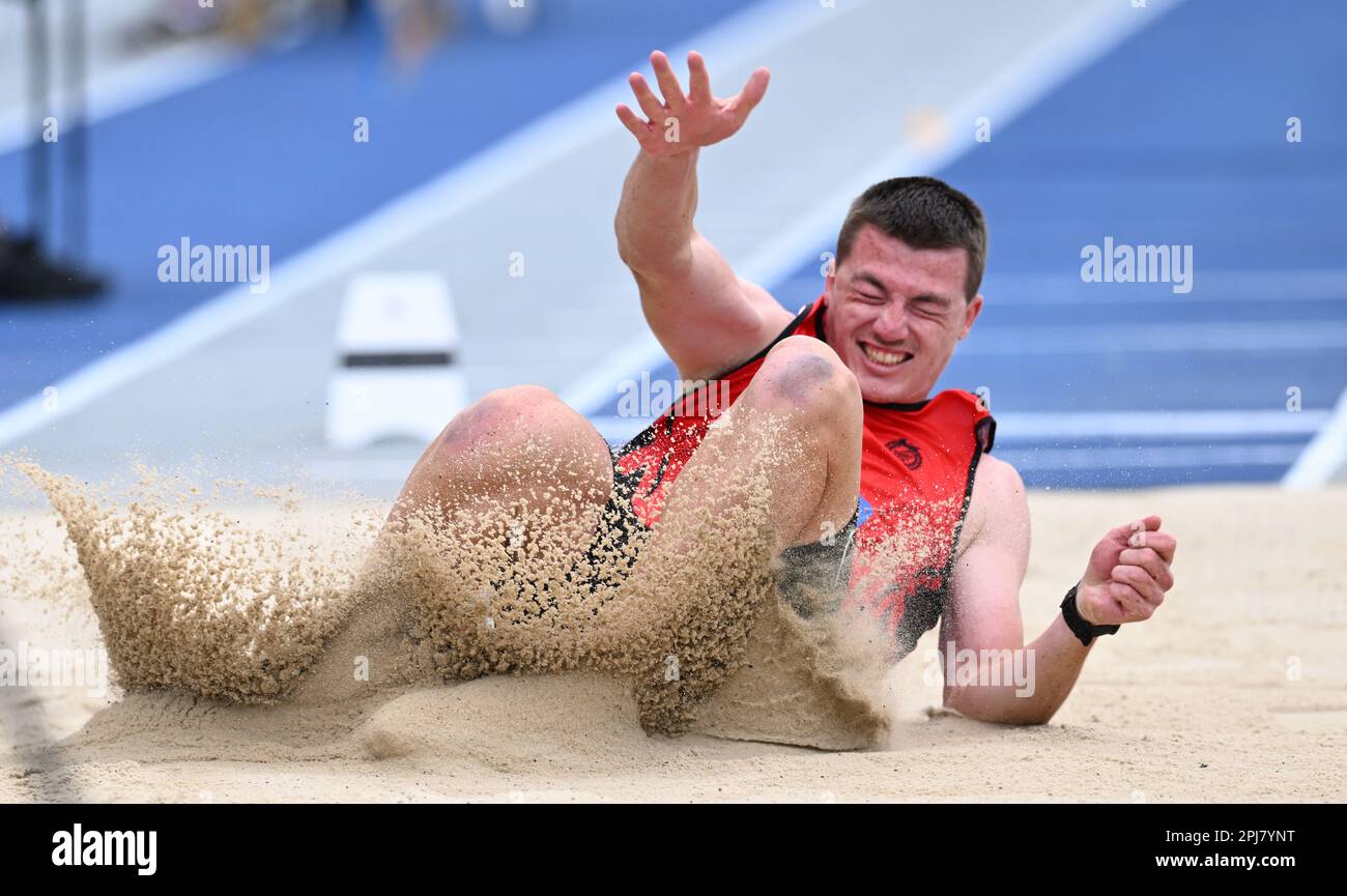 Alec Diamond in action in the Long Jump during mens Decathlon during ...