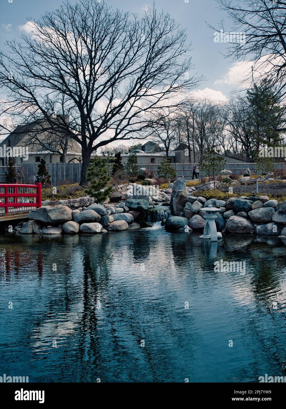 Strong reflections on the water of the koi pond at the Topeka Zoo's ...