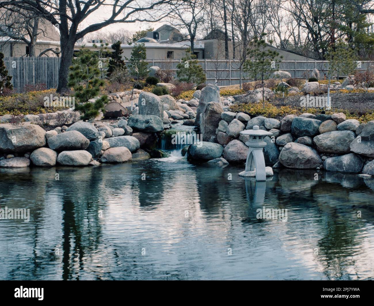 Strong reflections on the water of the koi pond at the Topeka Zoo's ...