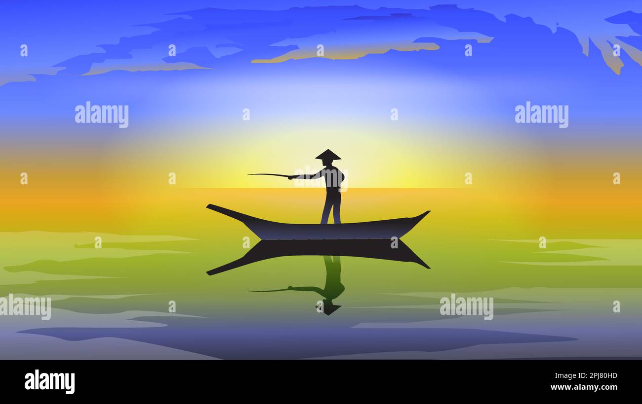 Fishing boat backdrop Stock Vector Images - Alamy